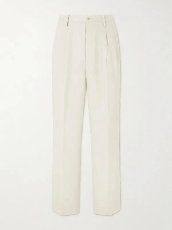 KAPTAIN SUNSHINE Straight-leg Linen And Silk-blend Trousers - Neutrals