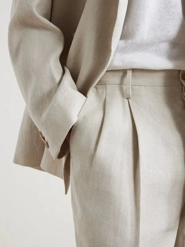 KAPTAIN SUNSHINE Straight-leg Linen And Silk-blend Trousers - Neutrals