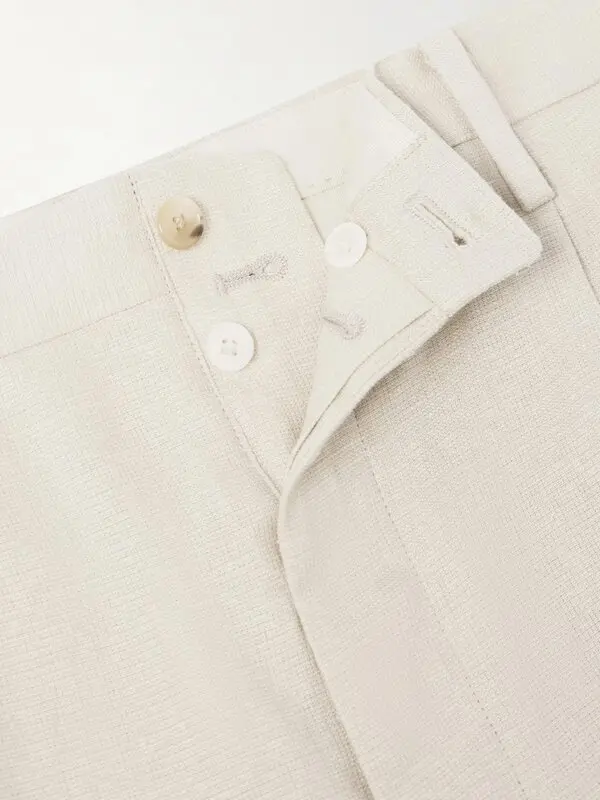 KAPTAIN SUNSHINE Straight-leg Linen And Silk-blend Trousers - Neutrals