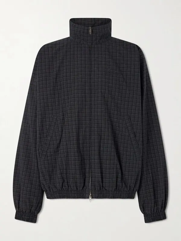 Balenciaga Logo-embroidered Checked Cotton Jacket
