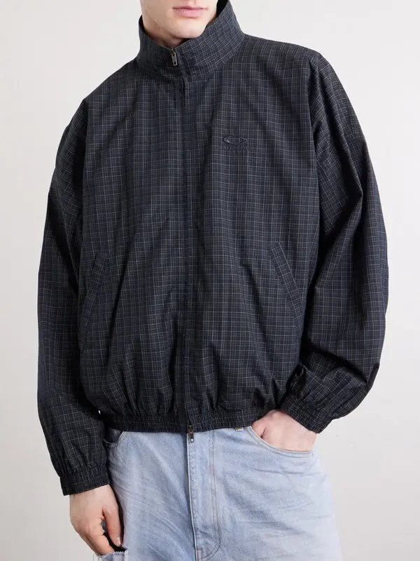 Balenciaga Logo-embroidered Checked Cotton Jacket