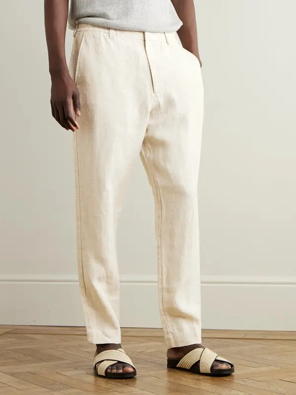 Nn07 Billie 1454 Tapered Linen Trousers - Neutrals