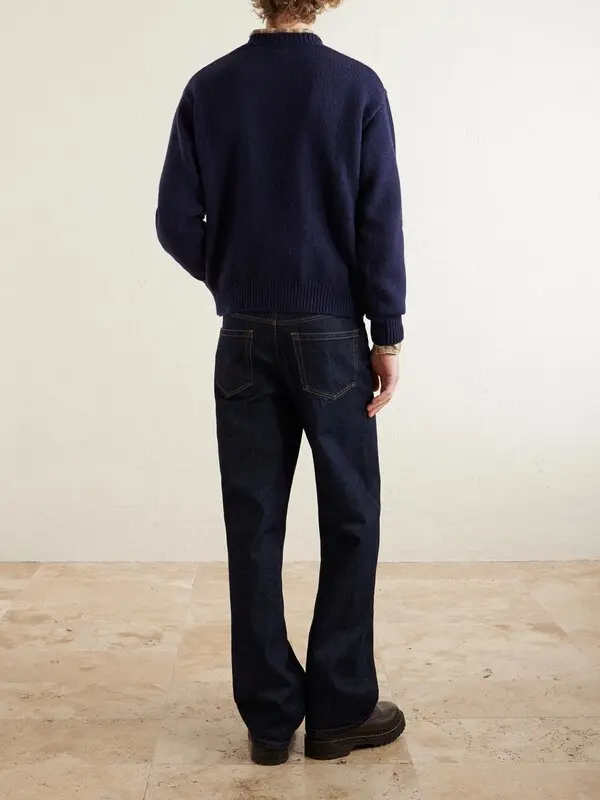 HUMAN MADE Logo Intarsia Wool-blend Sweater - Blue
