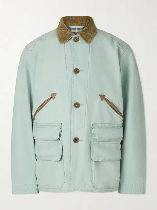 Polo Ralph Lauren Leather And Corduroy-trimmed Cotton-canvas Field Jacket - Green
