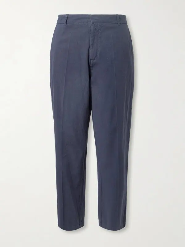 Folk Lunar Linen And Cotton-blend Suit Trousers - Blue