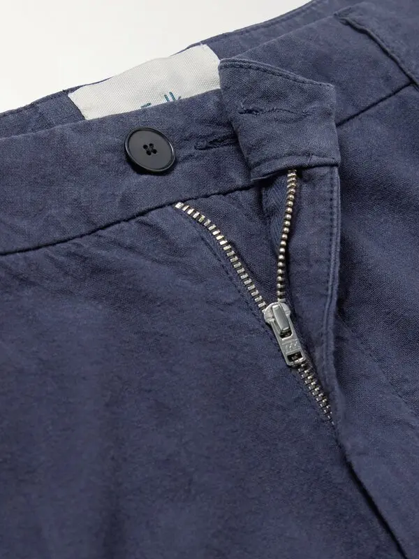 Folk Lunar Linen And Cotton-blend Suit Trousers - Blue