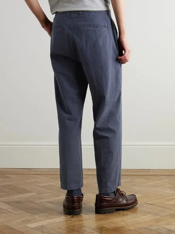 Folk Lunar Linen And Cotton-blend Suit Trousers - Blue