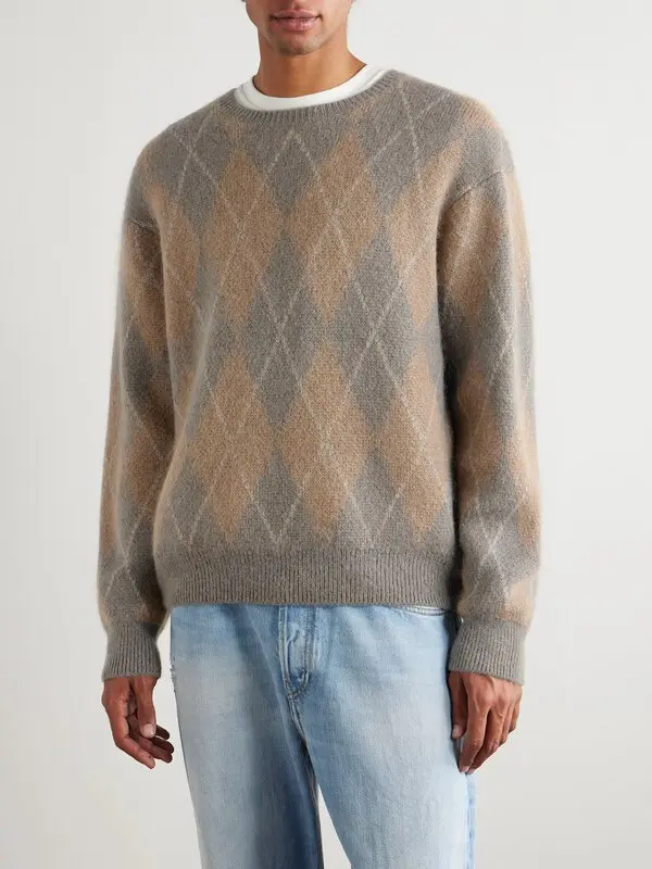 FRAME Argyle Knitted Sweater - Brown