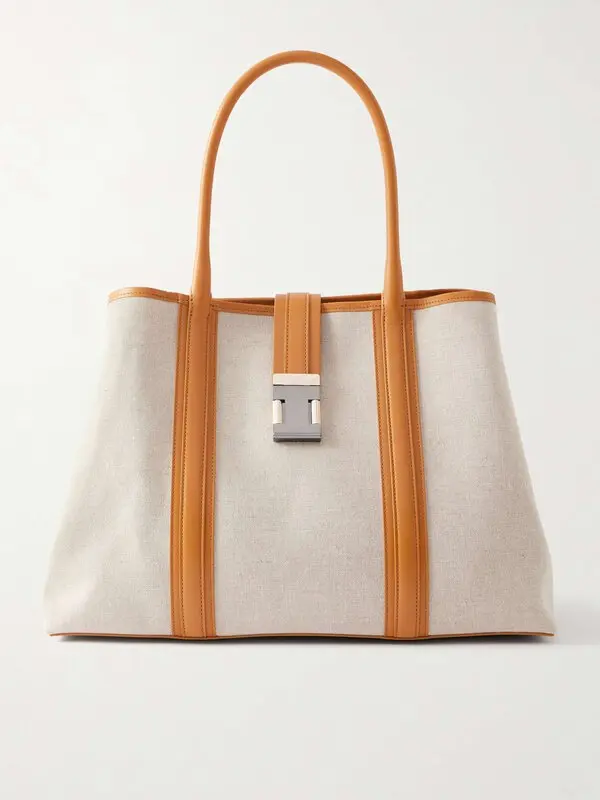 CHRISTIAN LOUBOUTIN Nox Leather-trimmed Linen Tote Bag - Beige