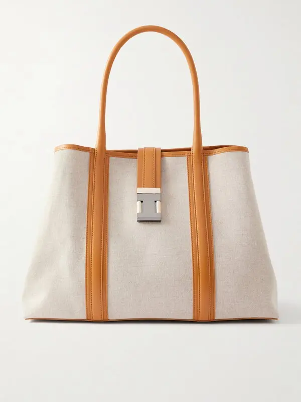 CHRISTIAN LOUBOUTIN Nox Leather-trimmed Linen Tote Bag - Neutrals