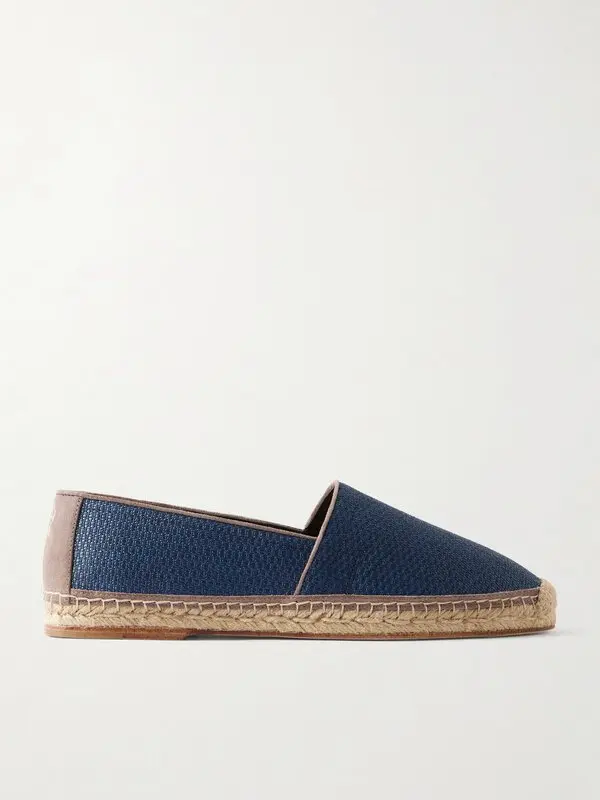 Brunello Cucinelli Suede-trimmed Raffia Espadrilles - Blue