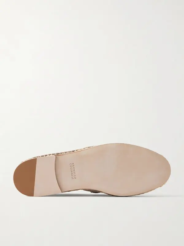 Brunello Cucinelli Suede-trimmed Raffia Espadrilles - Blue