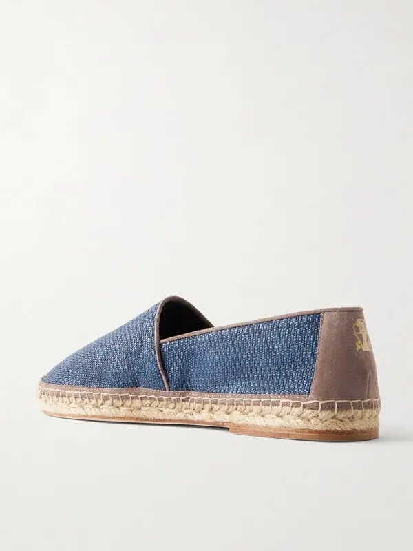 Brunello Cucinelli Suede-trimmed Raffia Espadrilles - Blue