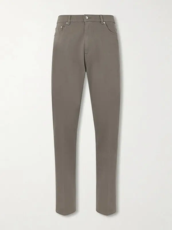 Dunhill Tapered Cotton-blend Twill Trousers - Green