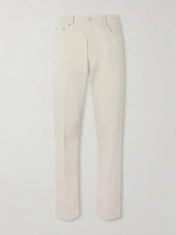 Dunhill Tapered Cotton-blend Twill Trousers - Neutrals
