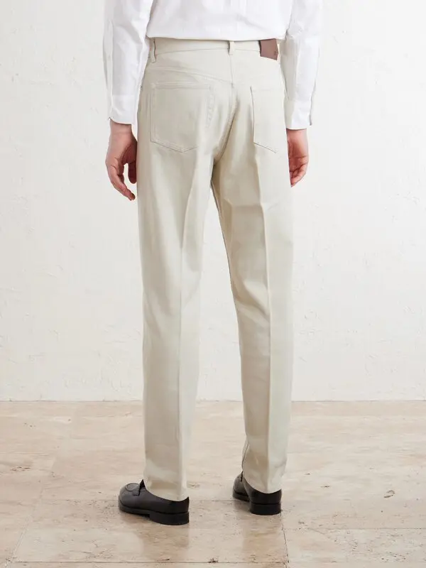 Dunhill Tapered Cotton-blend Twill Trousers - Neutrals