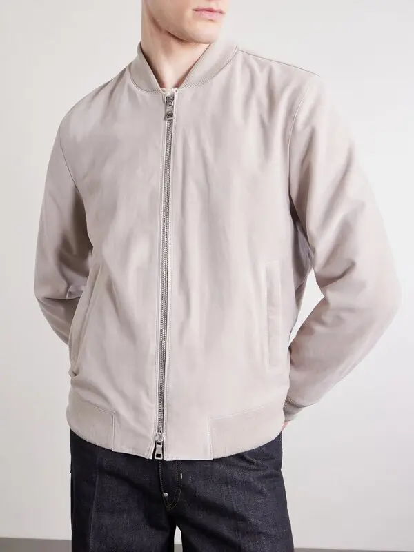 Mr P. Suede Bomber Jacket - Neutrals