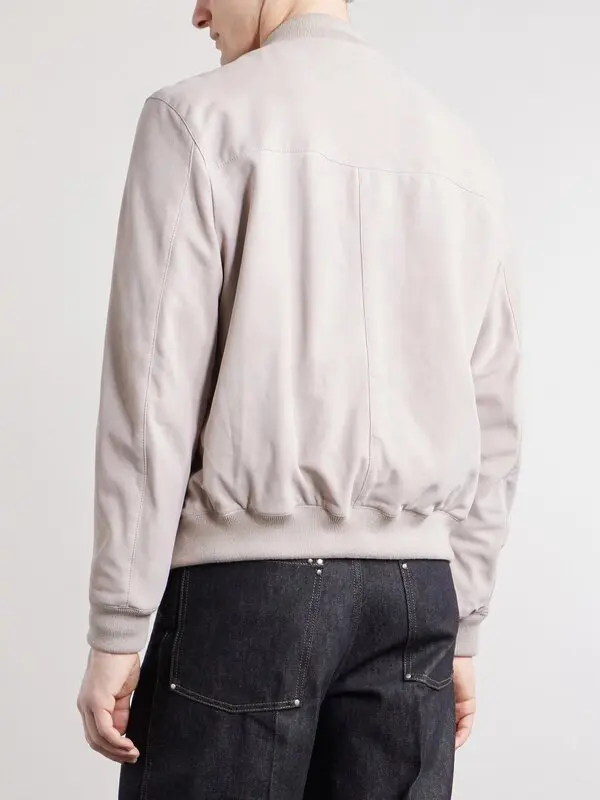 Mr P. Suede Bomber Jacket - Neutrals