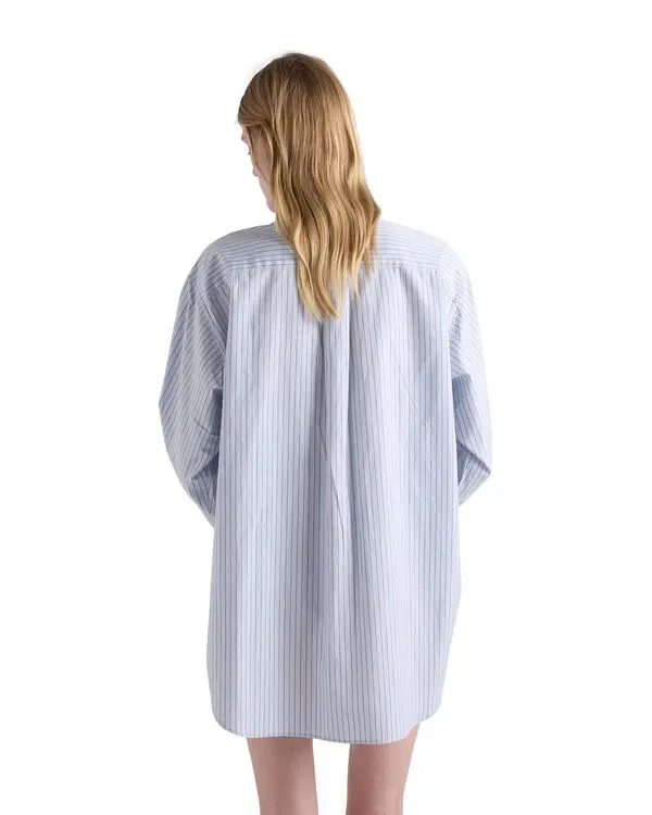 Prada Striped Cotton Shirt With Half-zipper - Light Blue