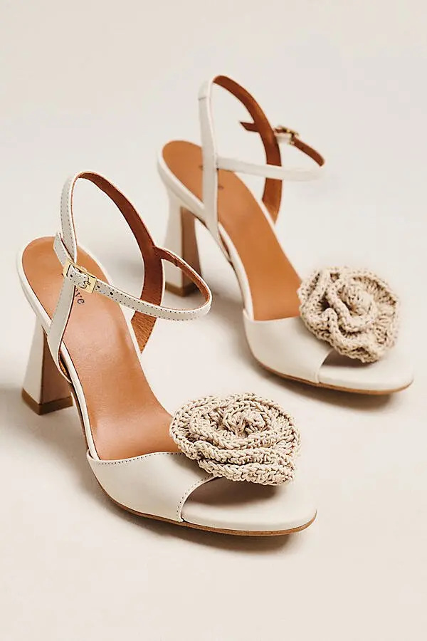 Maeve Crochet Flower Open-toe Heels