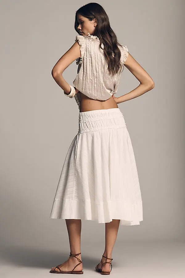 Anthropologie Gingham Midi Circle Skirt