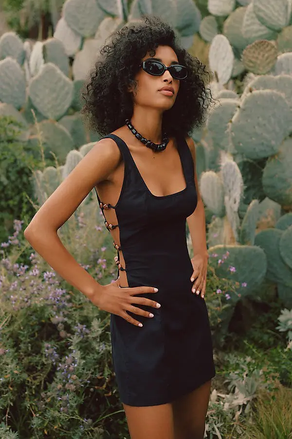 CELANDINE Side Cutout Mini Dress - Black