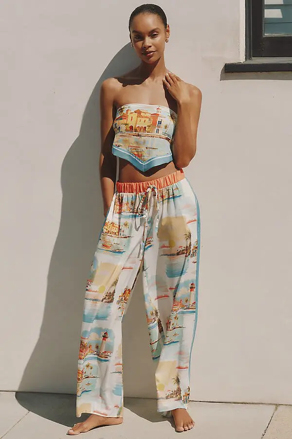 CELANDINE Scarf Wide Leg Pants - Novelty
