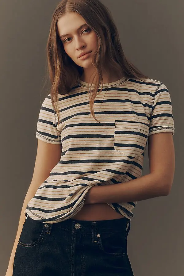 PILCRO Striped Tee - Blue Stripe