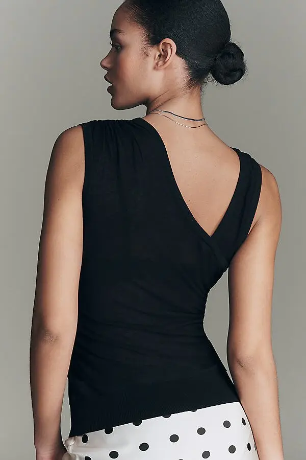 Maeve Sleeveless Twist Sweater Tank Top - Black
