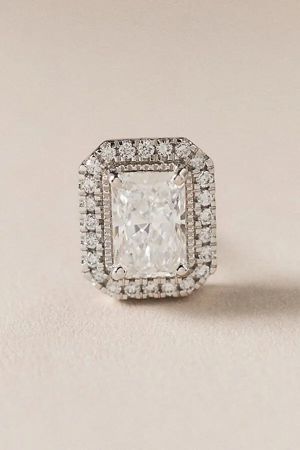 FINE DIAMONDS BY ANTHROPOLOGIE Emerald-cut Halo Diamond Stud Earrings