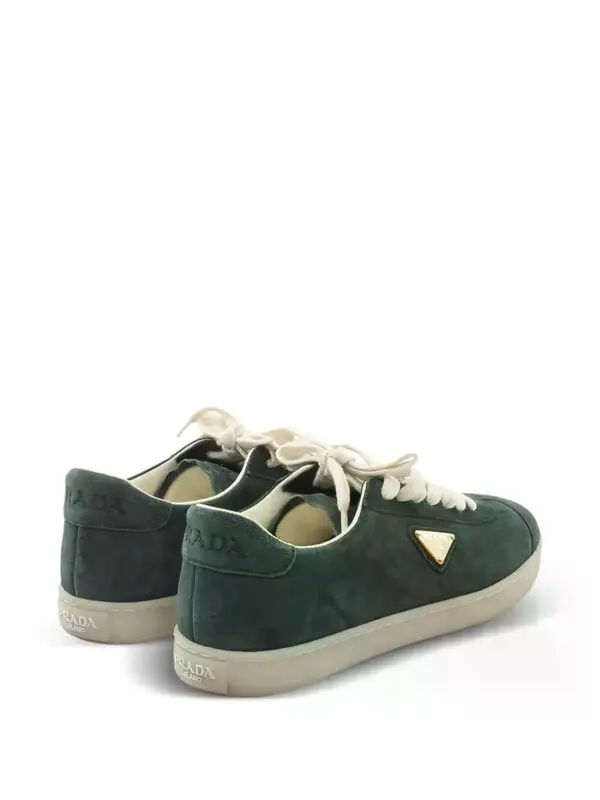 Prada 2000s Logo-appliqué Suede Sneakers - Green