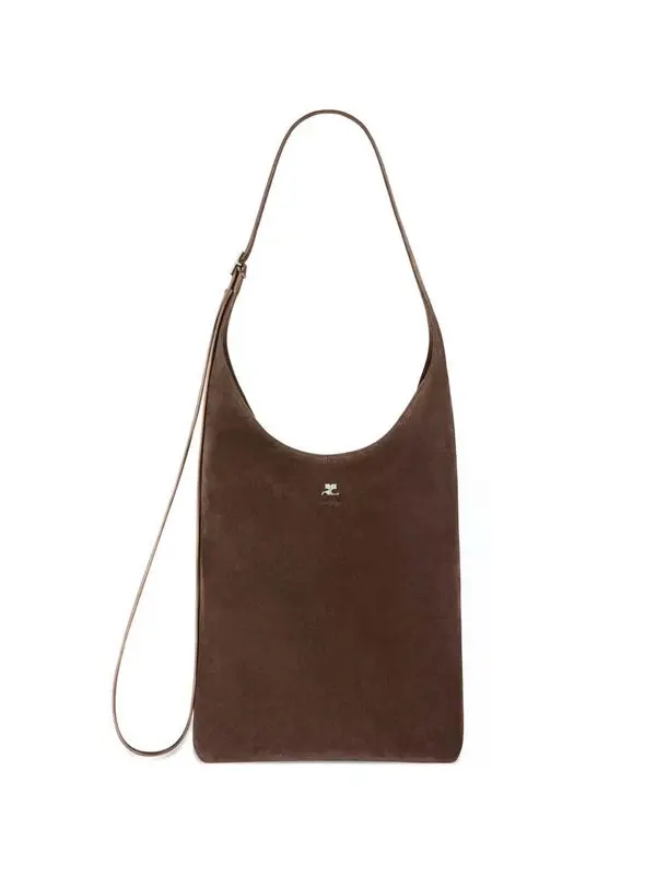 COURREGES Large Melt Suede Shoulder Bag - Brown