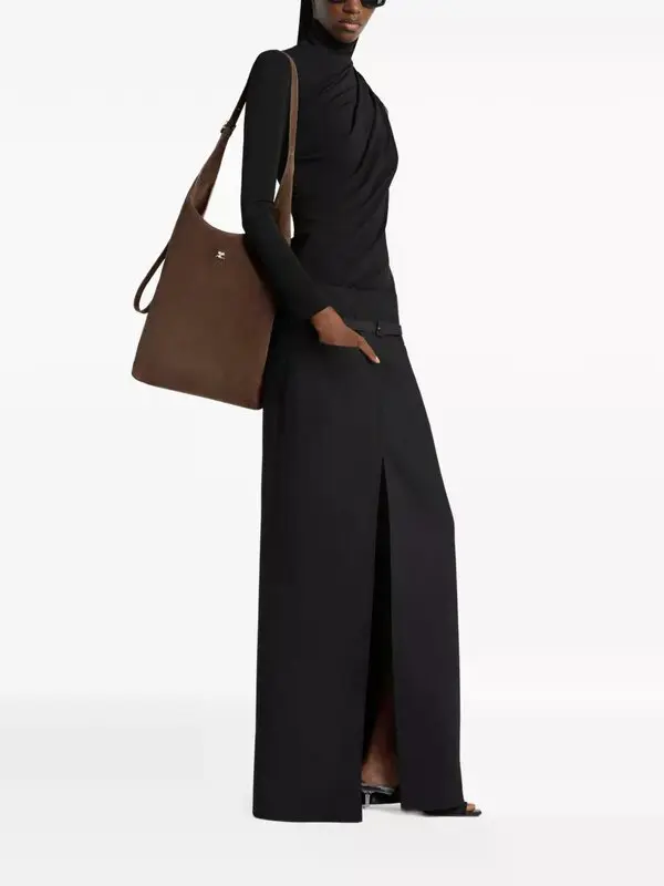 COURREGES Large Melt Suede Shoulder Bag - Brown
