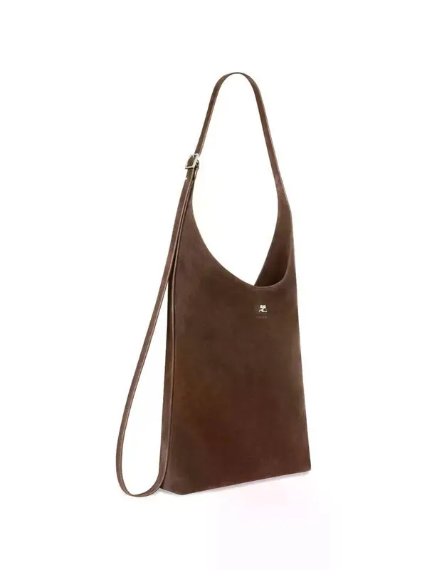 COURREGES Large Melt Suede Shoulder Bag - Brown