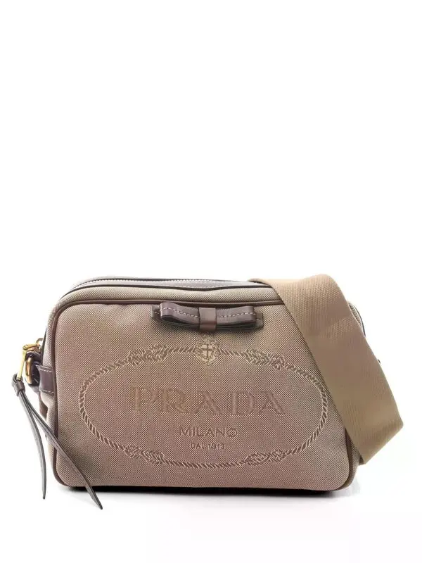 Prada 2010s Logo-jacquard Shoulder Bag - Neutrals