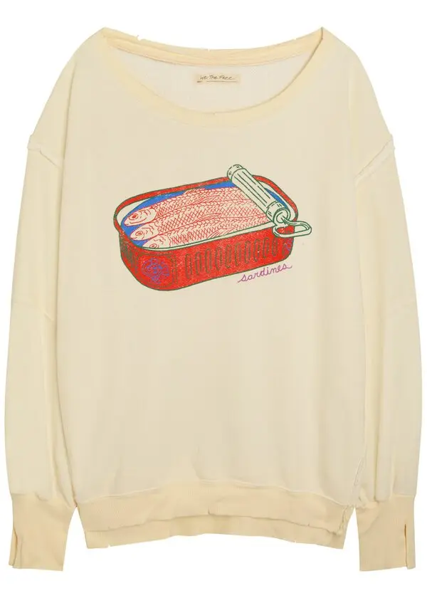 Free People Printed Terry Sweatshirt - White