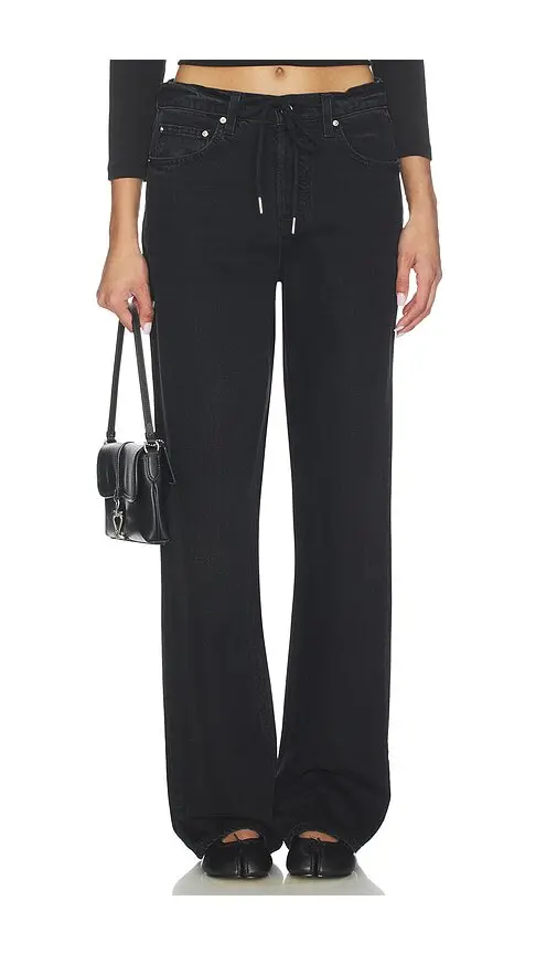 GRLFRND Bella Low Rise Boyfriend Drawstring Jeans - Black
