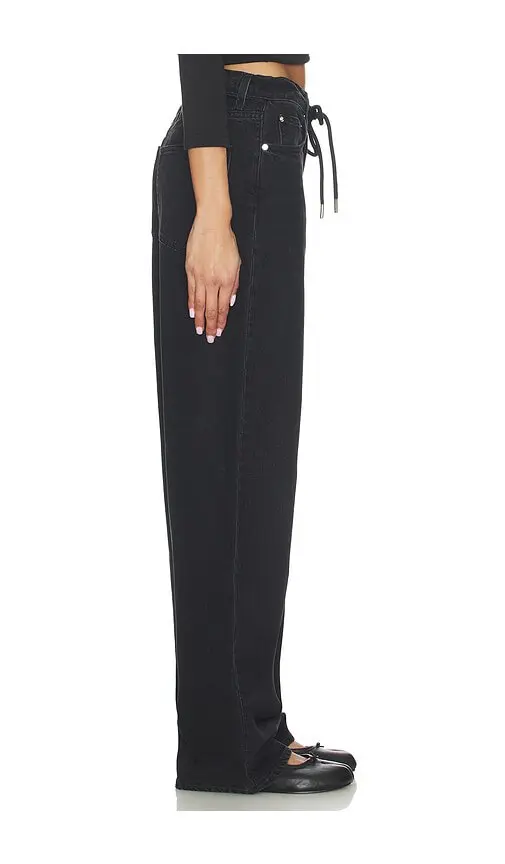 GRLFRND Bella Low Rise Boyfriend Drawstring Jeans - Black