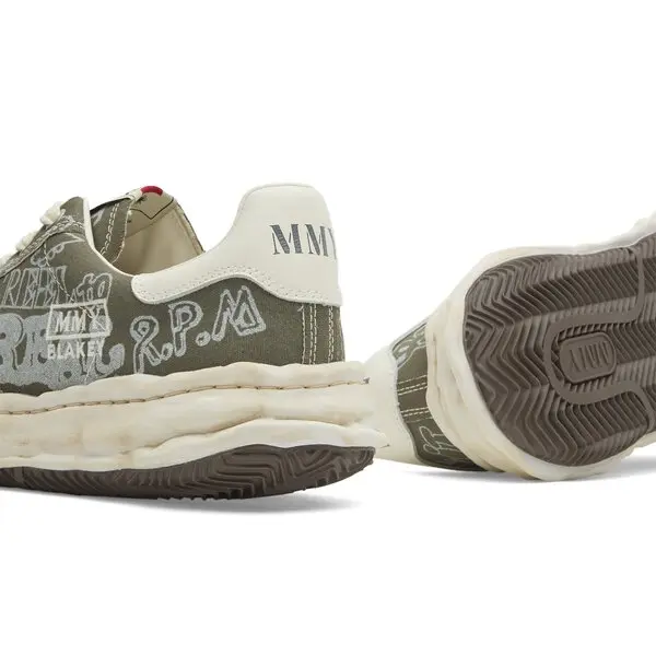 Mihara Yasuhiro Blakey Graffiti Print Canvas Sneakers - Green