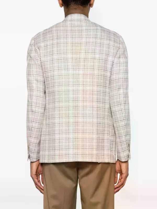 LARDINI Check-pattern Blazer - Neutrals