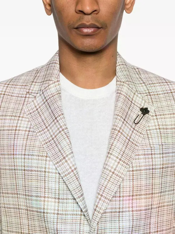 LARDINI Check-pattern Blazer - Neutrals