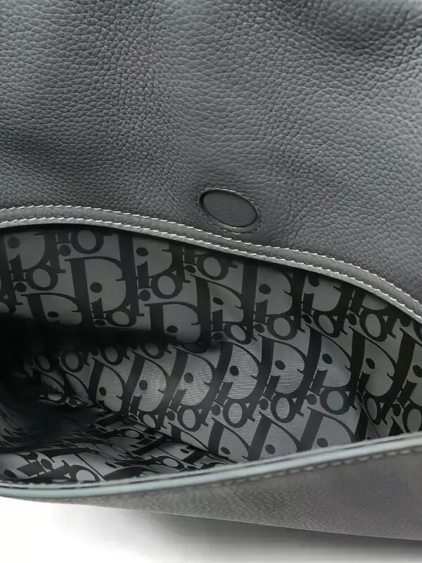 Dior Saddle Leather Messenger Bag - Grey