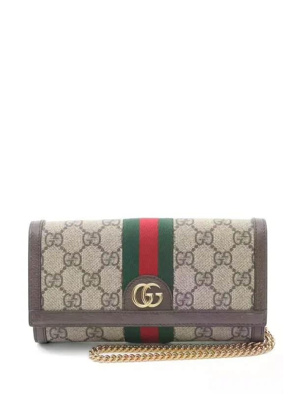 Gucci Ophidia Gg Supreme Chain-strap Wallet - Neutrals