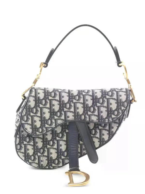 Dior Mini Saddle Oblique Jacquard Handbag - Blue