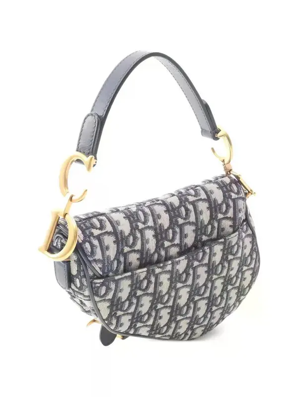 Dior Mini Saddle Oblique Jacquard Handbag - Blue