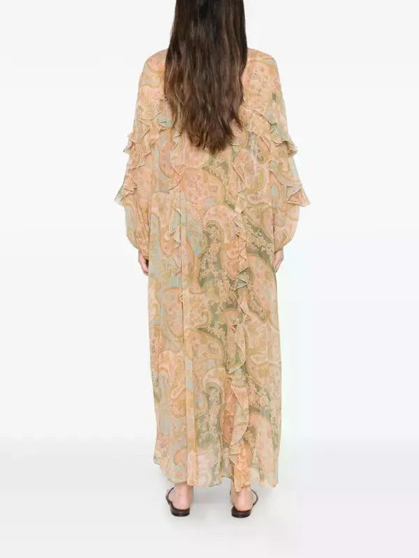 Zimmermann Luna Flutter Ruffled Paisley Dress - Neutrals