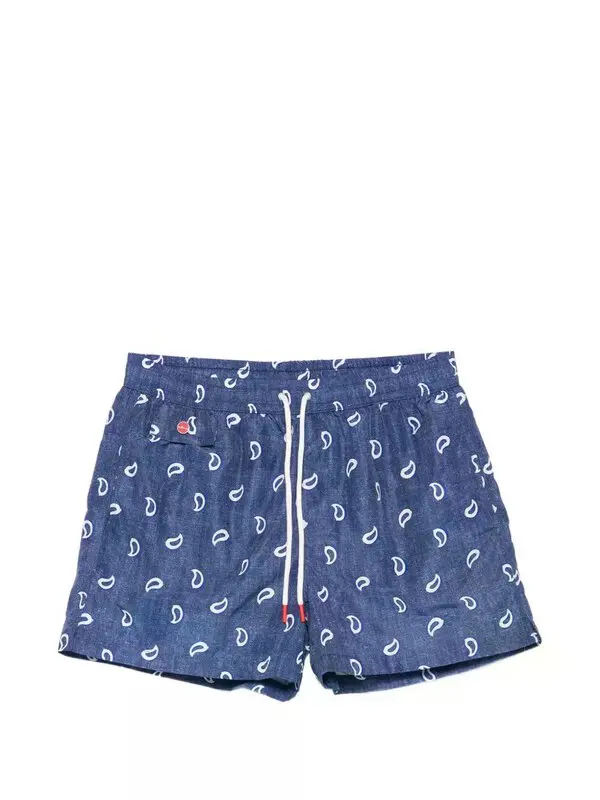 Kiton Paisley-print Swim Shorts - Blue