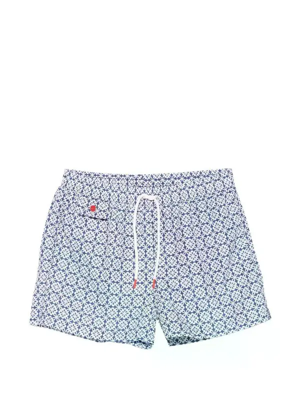Kiton Floral-print Swim Shorts - Blue
