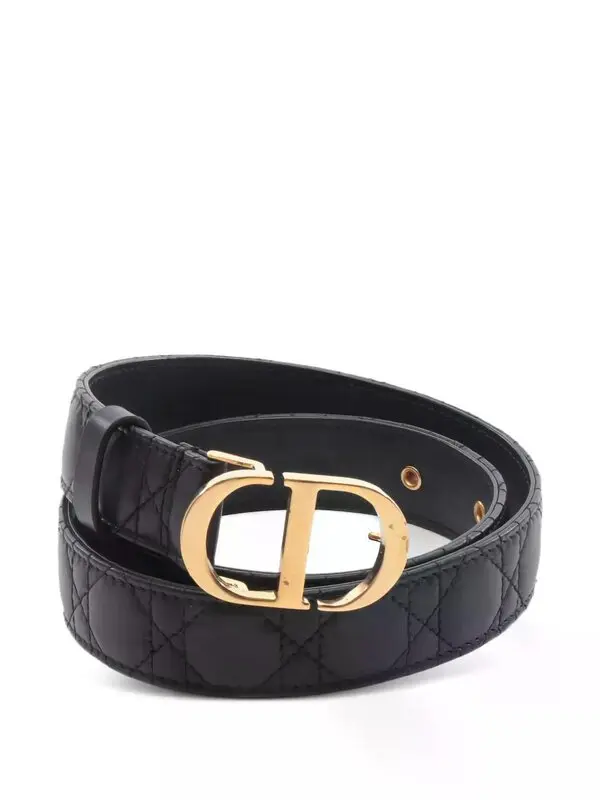 Dior 2000s 30 Montaigne Leather Belt - Black