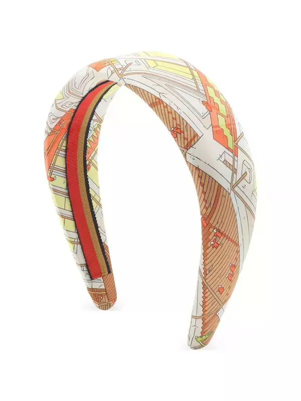 Hermès 2010s La Legende Du Cheval Printed Silk Headband - Neutrals